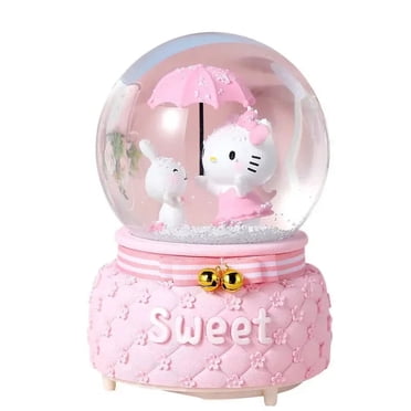 Sanrio Cute Hello Kitty Snowflake Music Box Crystal Ball Birthday Gift ...