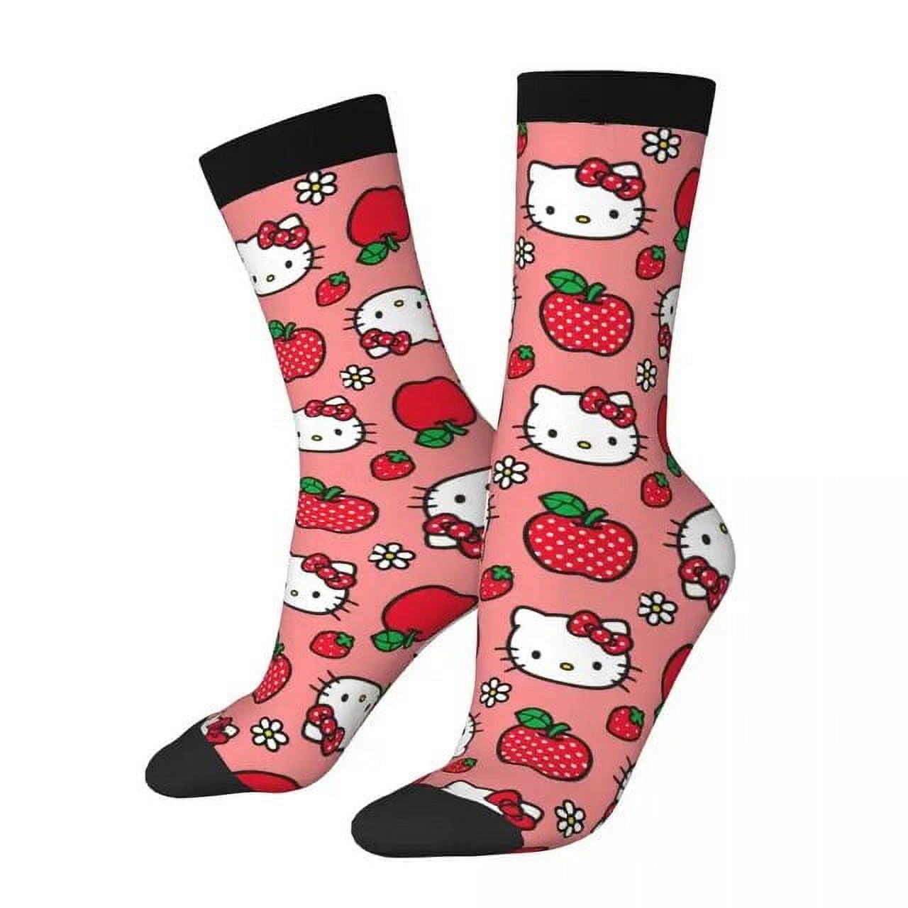 Sanrio Cute Hello Kitty Socks for Girls Warm Casual Sanrio Cartoon ...