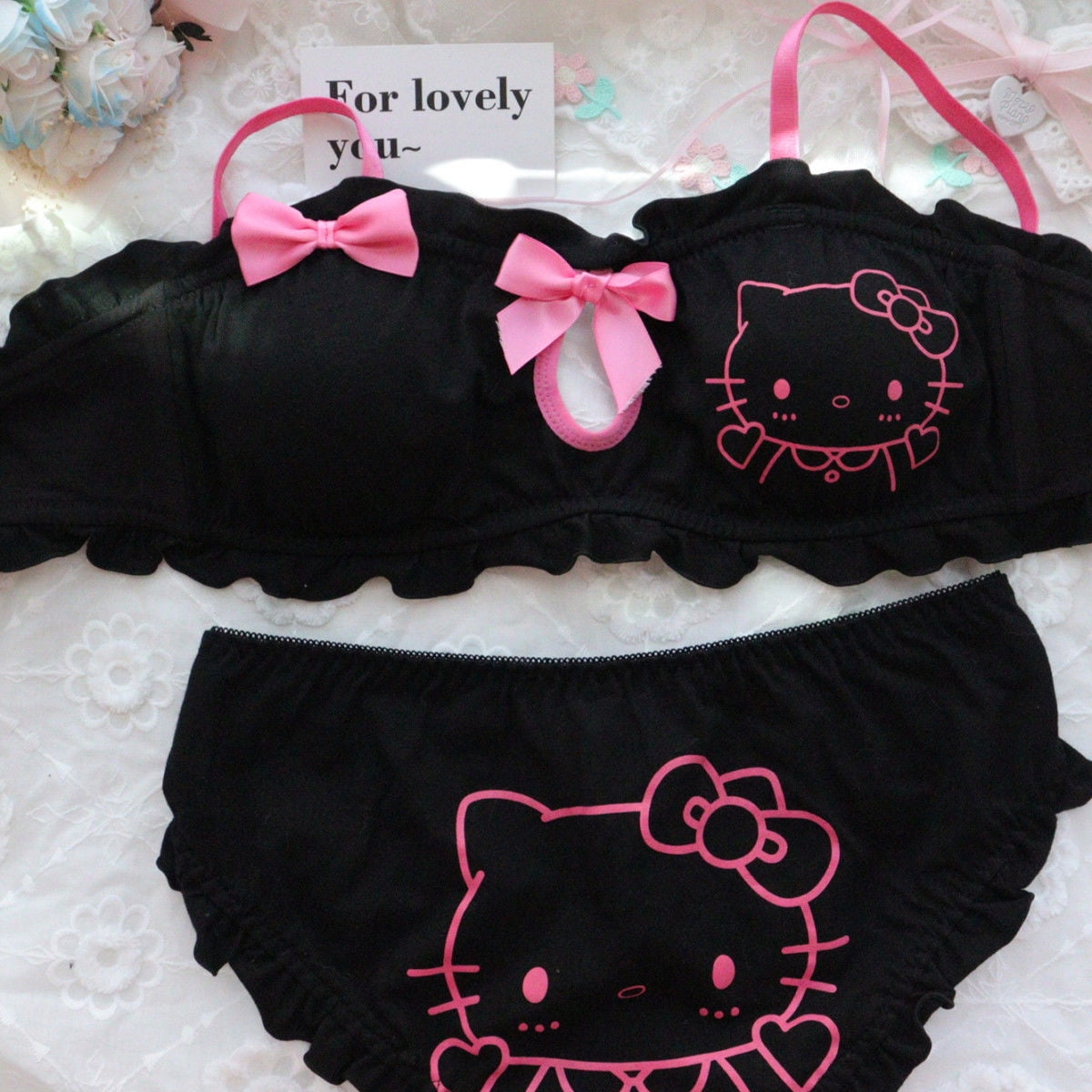 Sanrio Cute Lingerie Hello Kittys Summer New Style Bra Girl Comfortable ...