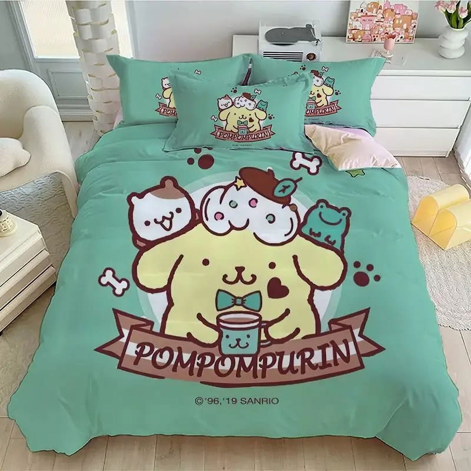 Sanrio cute pompompurin cartoon digital printing bed four-piece set ...
