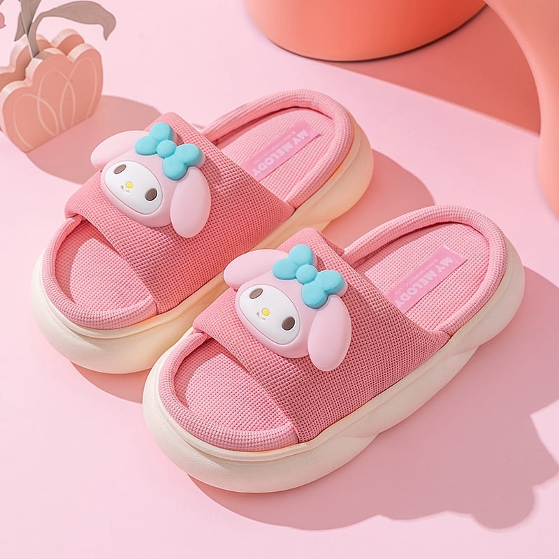 Sanrio Family Flip-Flops Linen Slippers Comfortable Non-slip Breathable ...