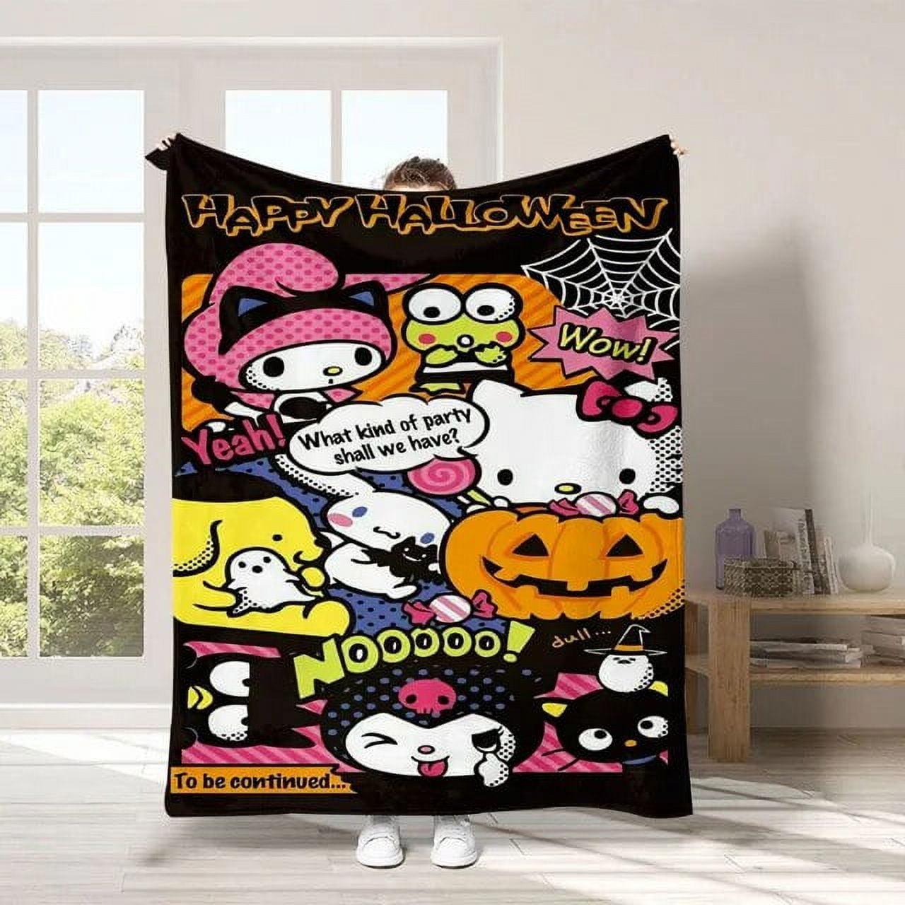 Sanrio Flannel Blanket Cartoon Anime Kuromi Throw Blanket Hello Kitty ...