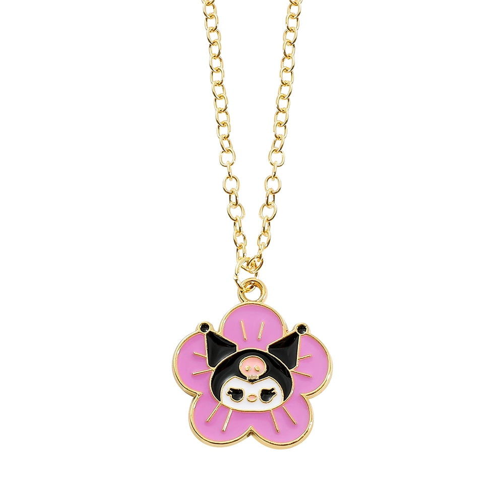 Sanrio Flower Pom Pom Purin Cinnamoroll Melody Kuromi Cartoon Pendant Necklace Clavicle Chain ...