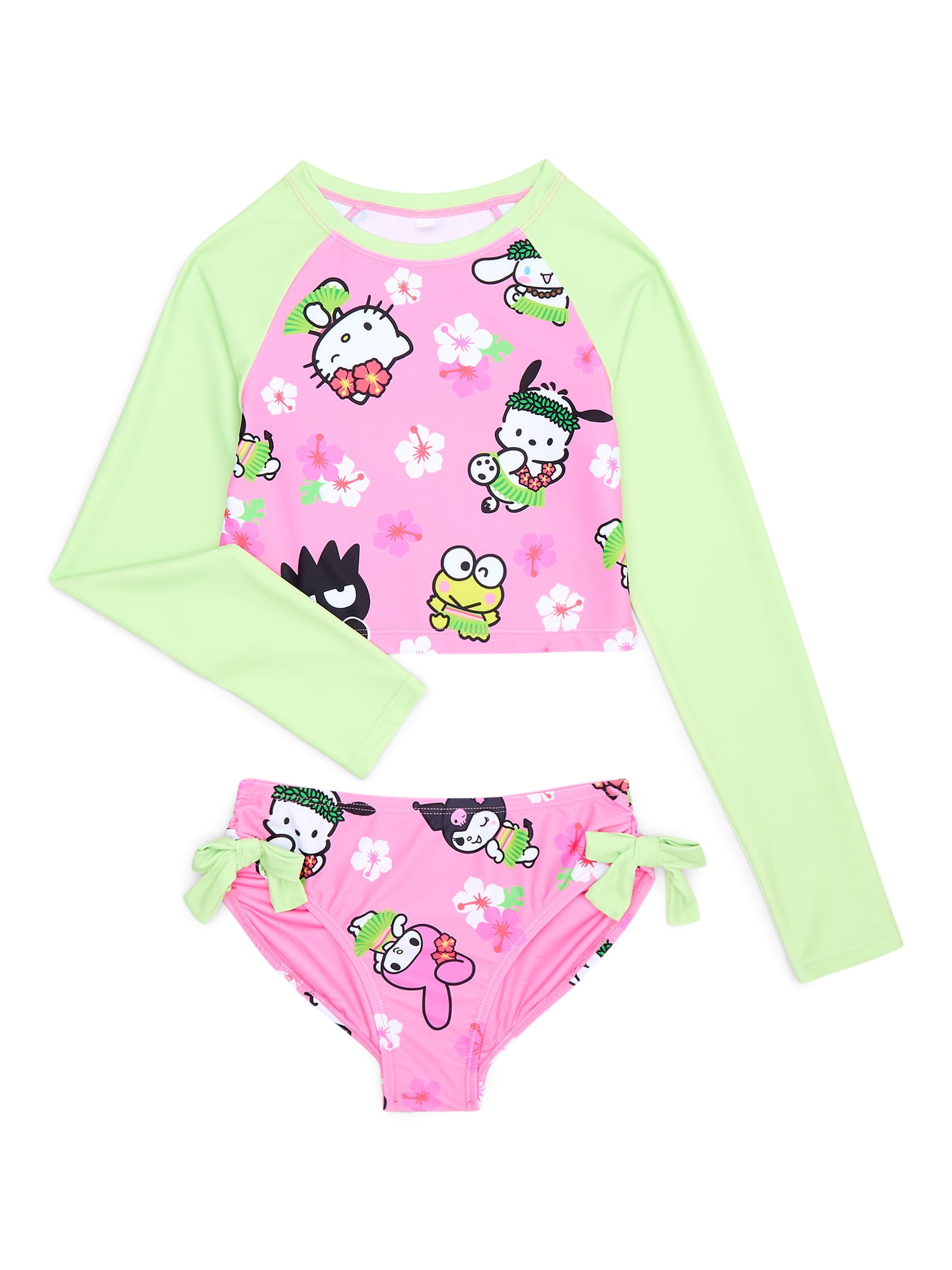 Hello Kitty Girls and Big Girls Long Sleeve Top and Bottoms Swim Set, 2 ...