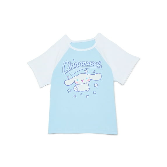 Sanrio Cinnamoroll Girls Raglan Graphic Tee with Short Sleeves, Sizes 4 ...