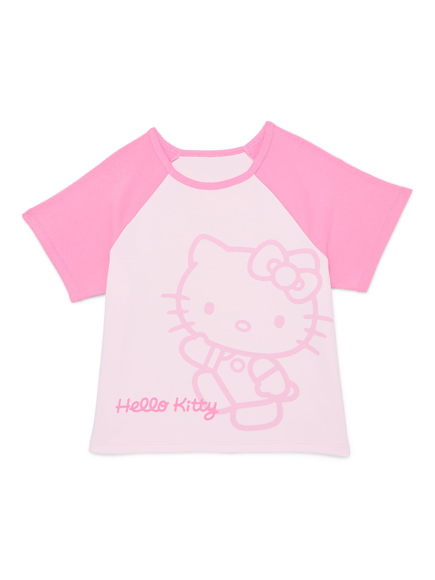 Sanrio Hello Kitty Girls Raglan Graphic Tee with Short Sleeves, Sizes 4-16 - Walmart.com
