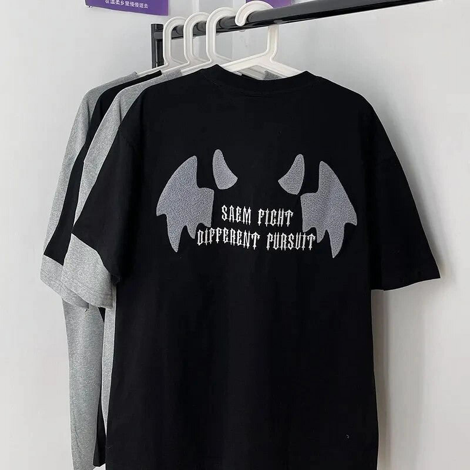 Sanrio Gothic Small Wings Flocking Embroider T-shirt Kuromi Womens ...