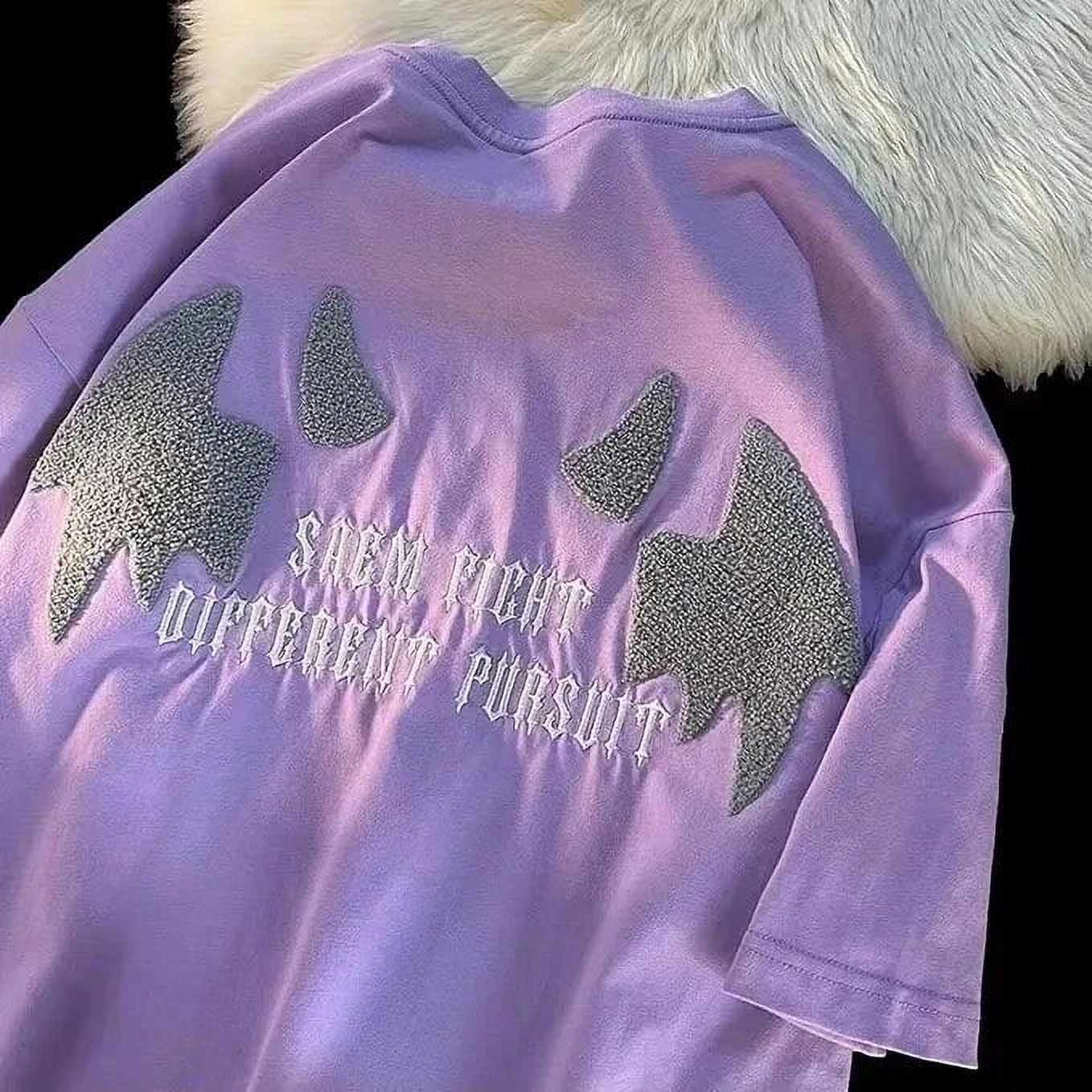 Sanrio Gothic Small Wings Flocking Embroider T-shirt Kuromi Womens ...