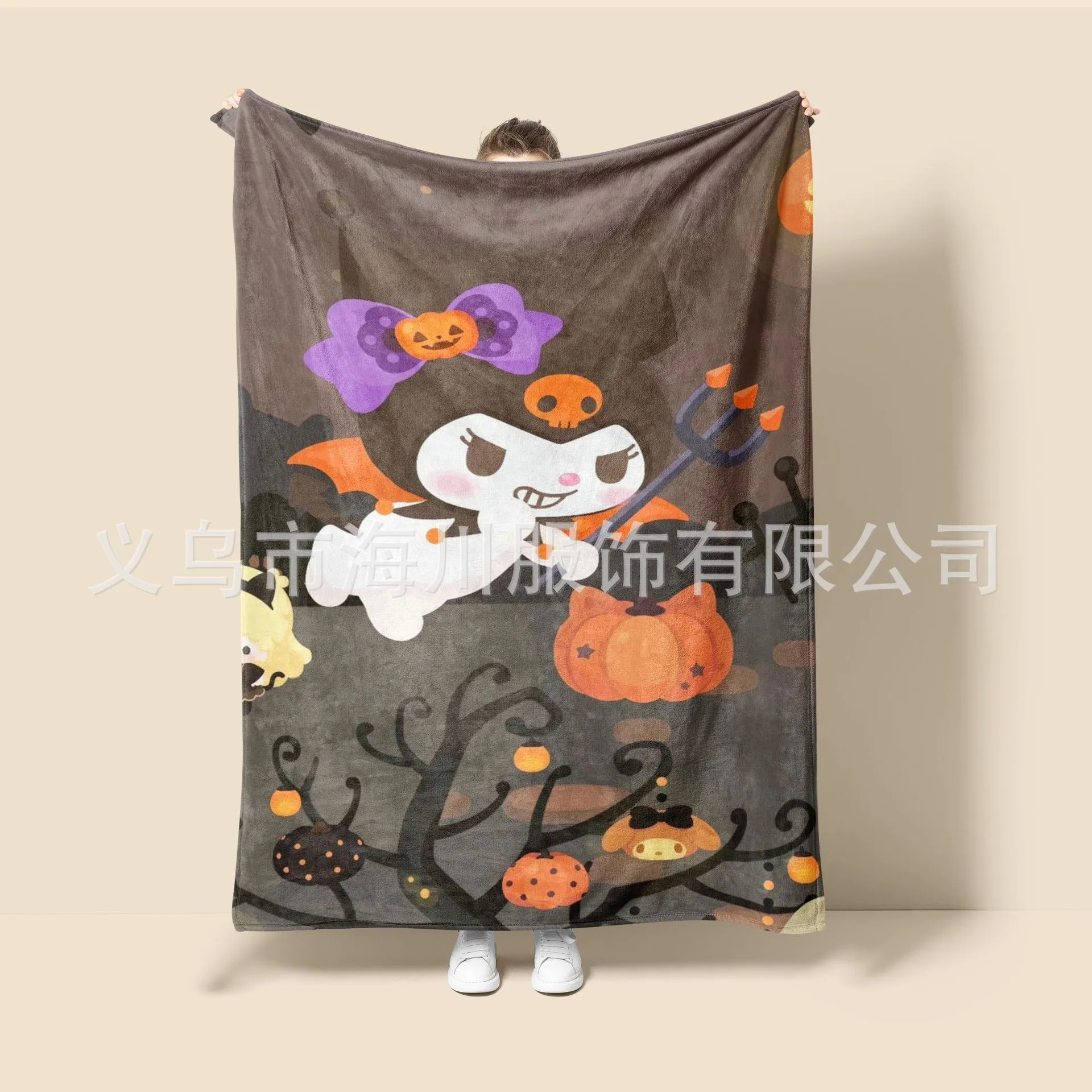 Sanrio Halloween Ghost Hello Kitty Kuromi Plush Cartoon Large Flannel Blanket Cute Cotton Sofa ...