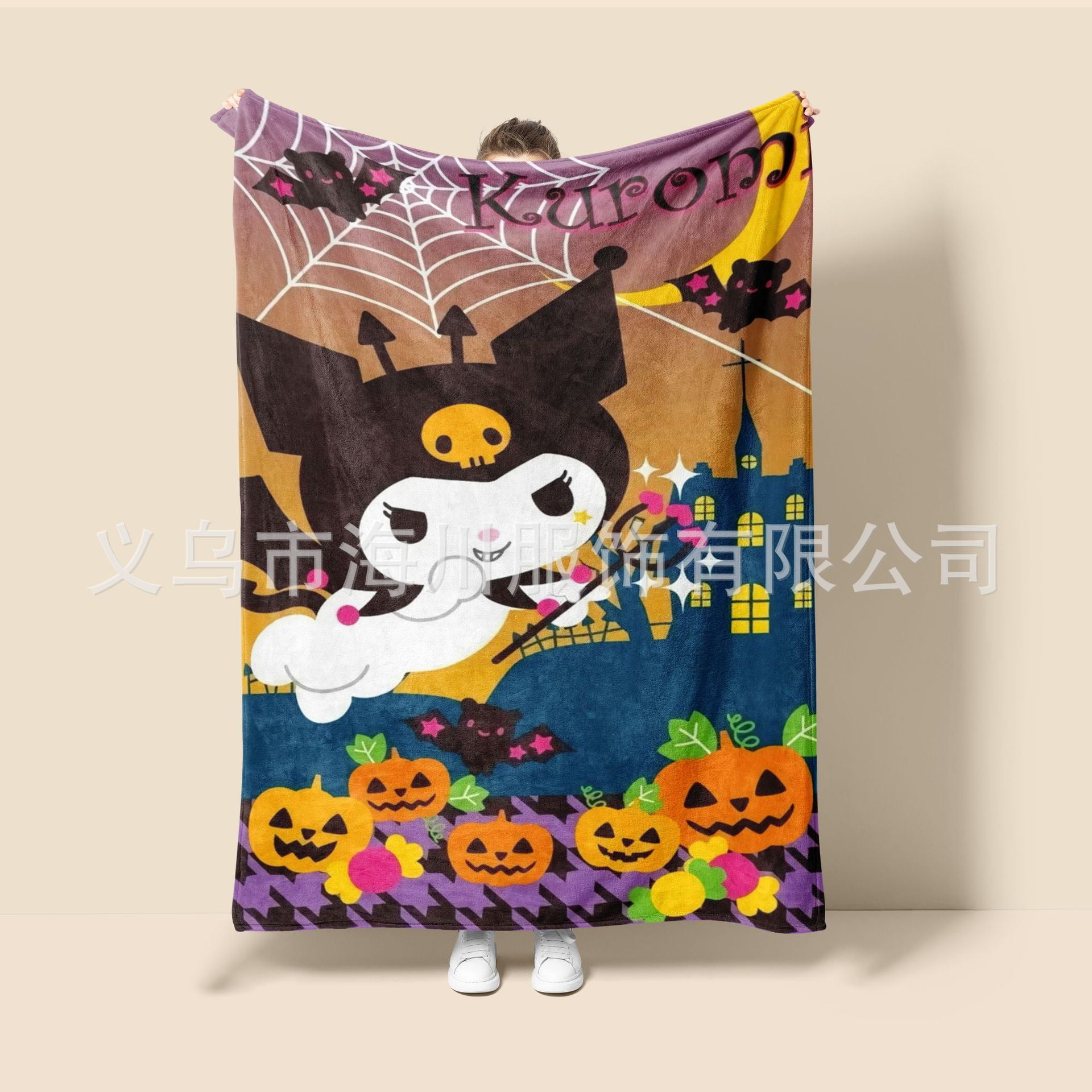 Sanrio Halloween Ghost Hello Kitty Kuromi Plush Cartoon Large Flannel Blanket Cute Cotton Sofa ...