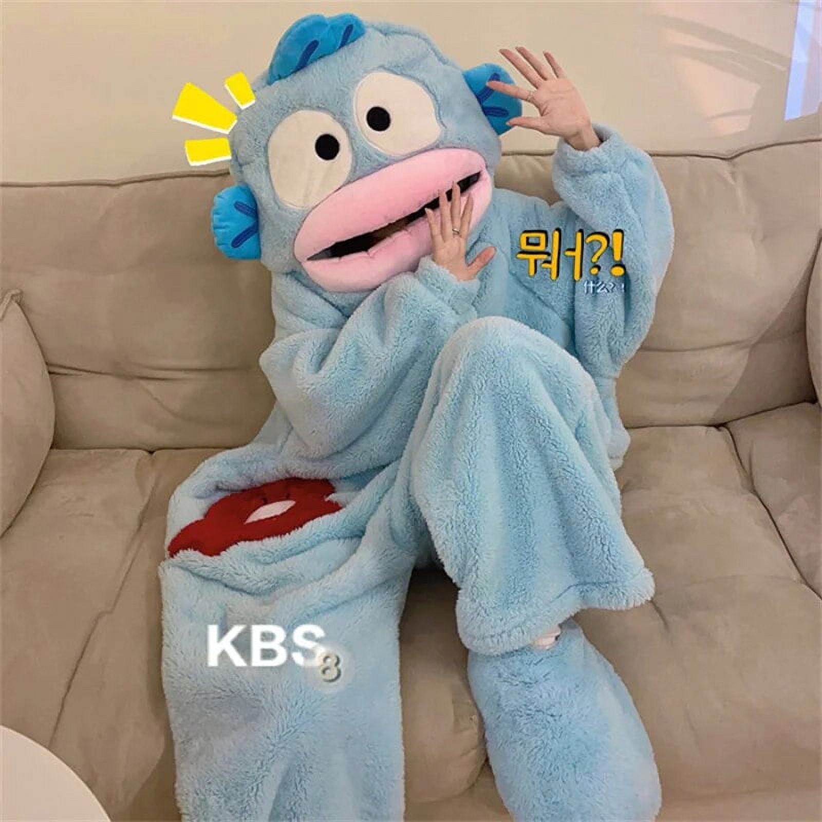 Sanrio Hangyodon Kawaii Jumpsuit Thickened Warm Pajamas Quirky Couple ...