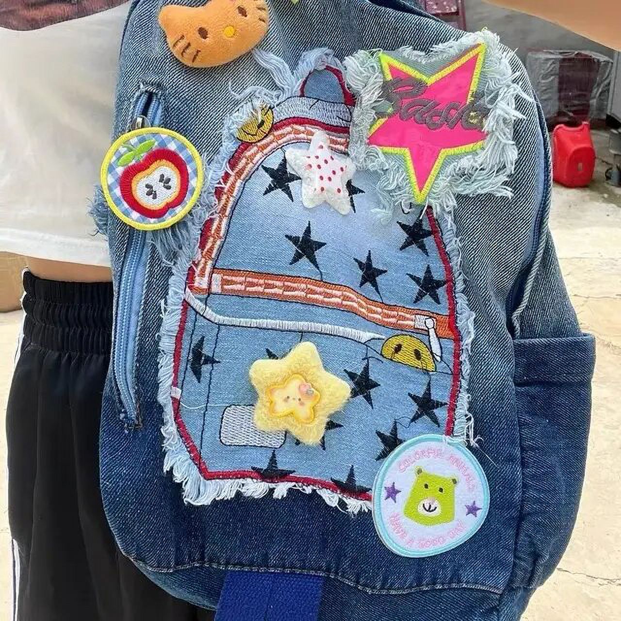 Sanrio Helllo Kitty Y2k Star Backpacks Korean Trend Denim Shoulder Bags ...