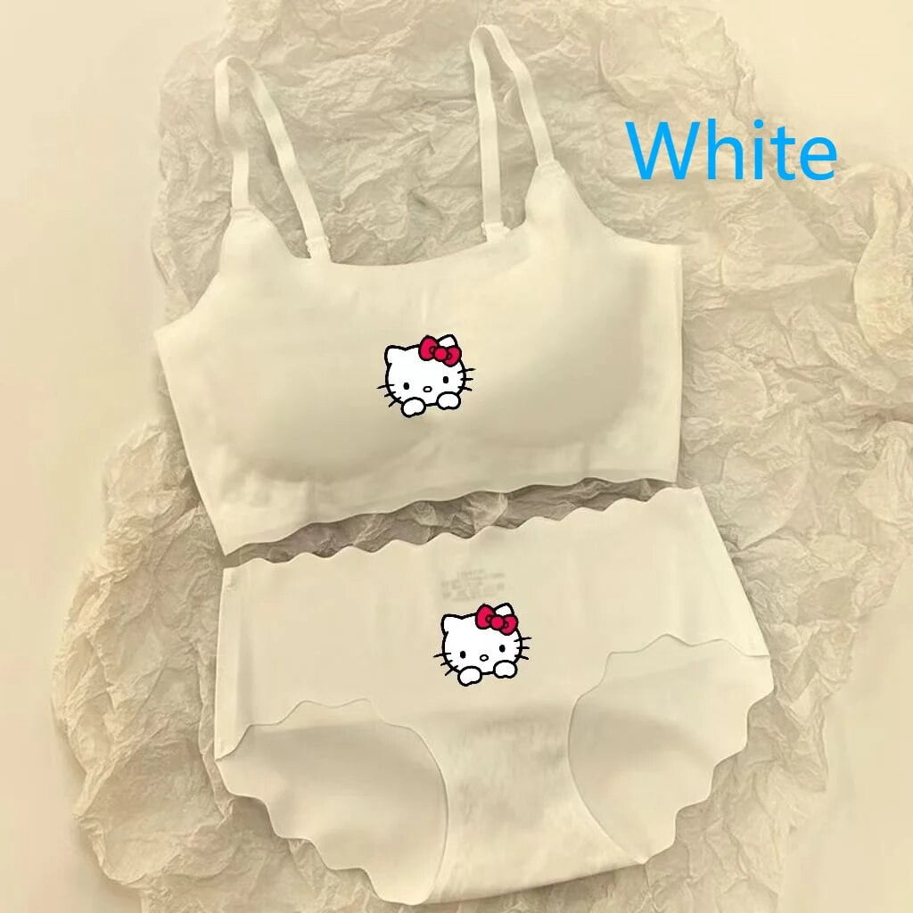 Sanrio Hello Kitty 2 Pcs Cute Bra & Brief Sets of Ice Silk Underwear ...
