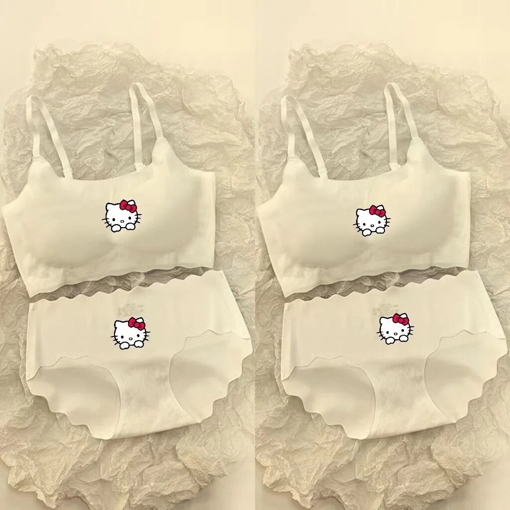 Sanrio Hello Kitty 2 Pcs Cute Bra & Brief Sets of Ice Silk Underwear ...