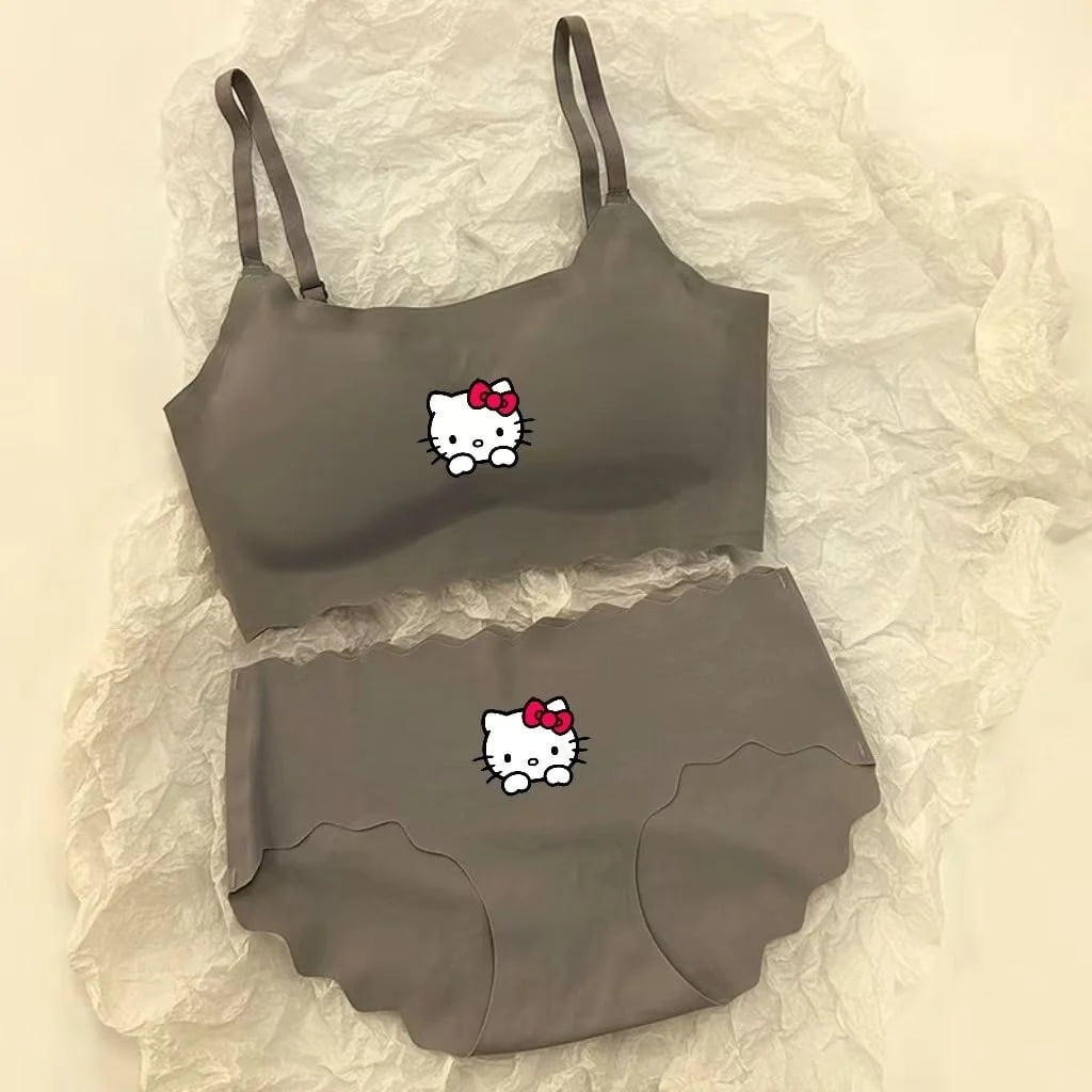 Sanrio Hello Kitty 2 Pcs Cute Bra & Brief Sets of Ice Silk Underwear ...