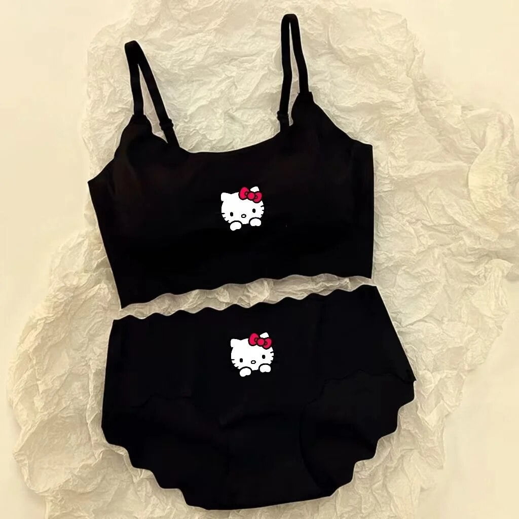 Sanrio Hello Kitty 2 Pcs Cute Bra & Brief Sets of Ice Silk Underwear ...