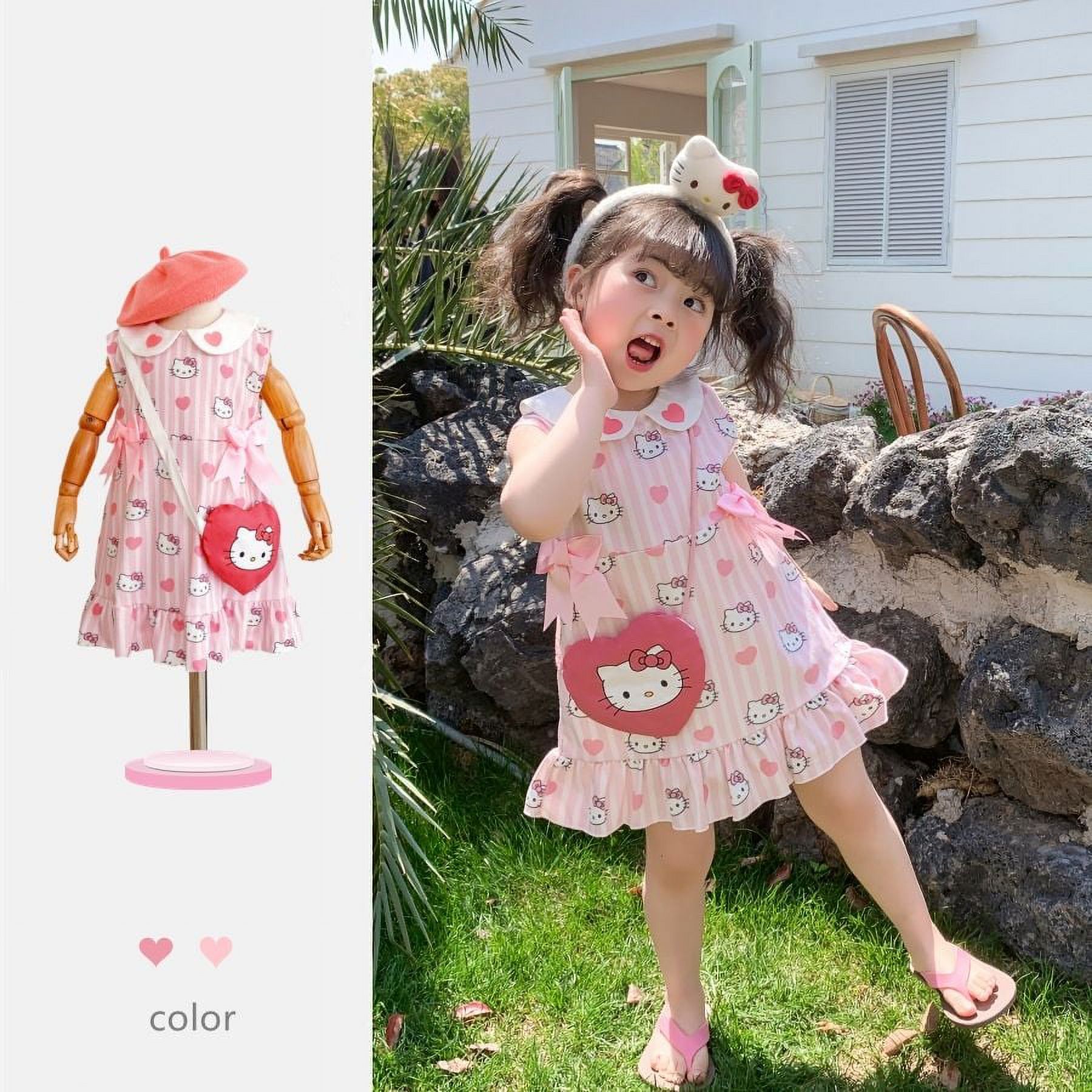 Sanrio Hello Kitty 2024 NEW Girl's Dress Summer Girl's Clothes Series ...