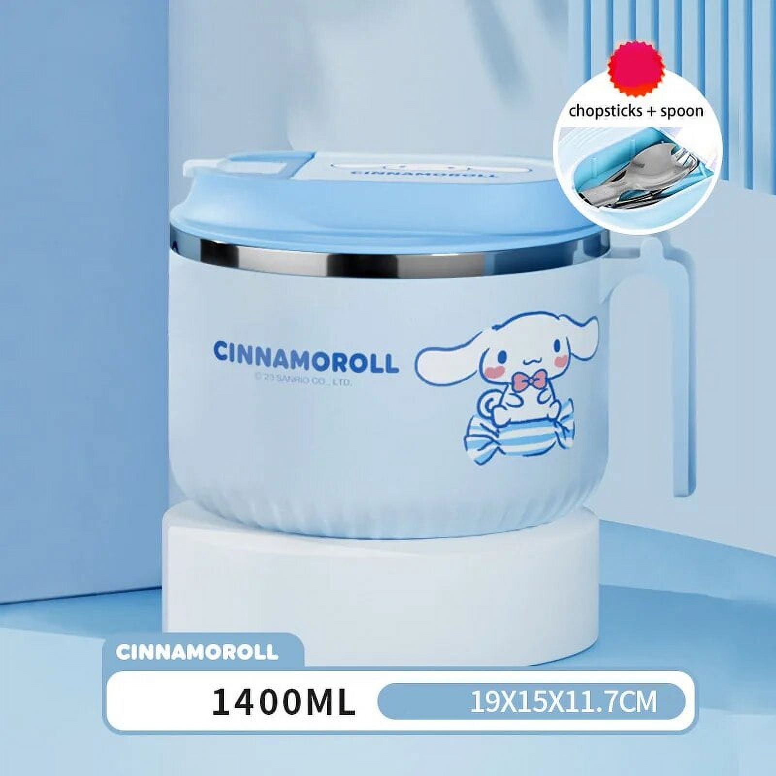 Sanrio Hello Kitty 304 Stainless Steel Instant Noodle Bowl with Handle Lid Cartoon Melody ...