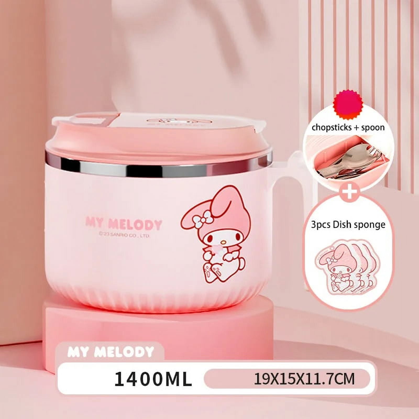 Sanrio Hello Kitty 304 Stainless Steel Instant Noodle Bowl with Handle ...