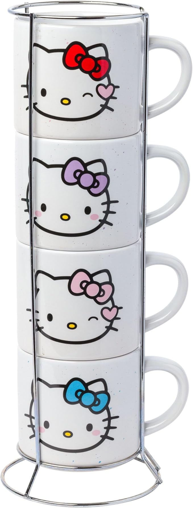 Sanrio Hello Kitty 4-Piece Stacking Mug Set With Wire Rack | Each Hold ...