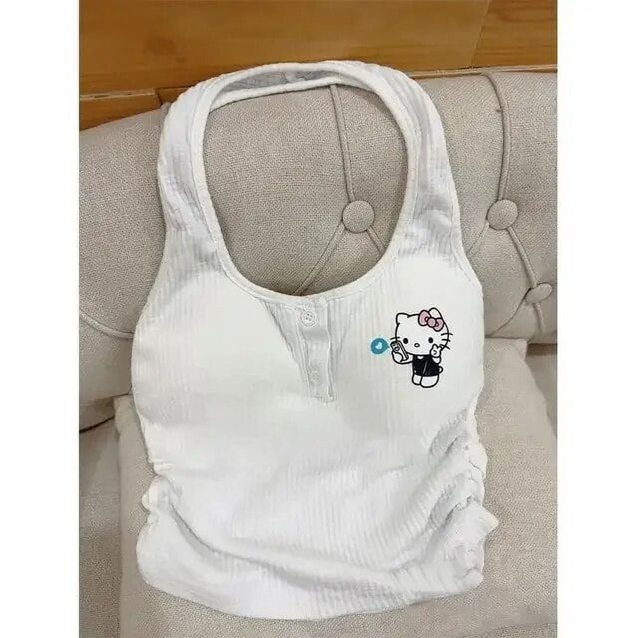Sanrio Hello Kitty Anime Printed T-shirt Women American Street Hotsweet ...