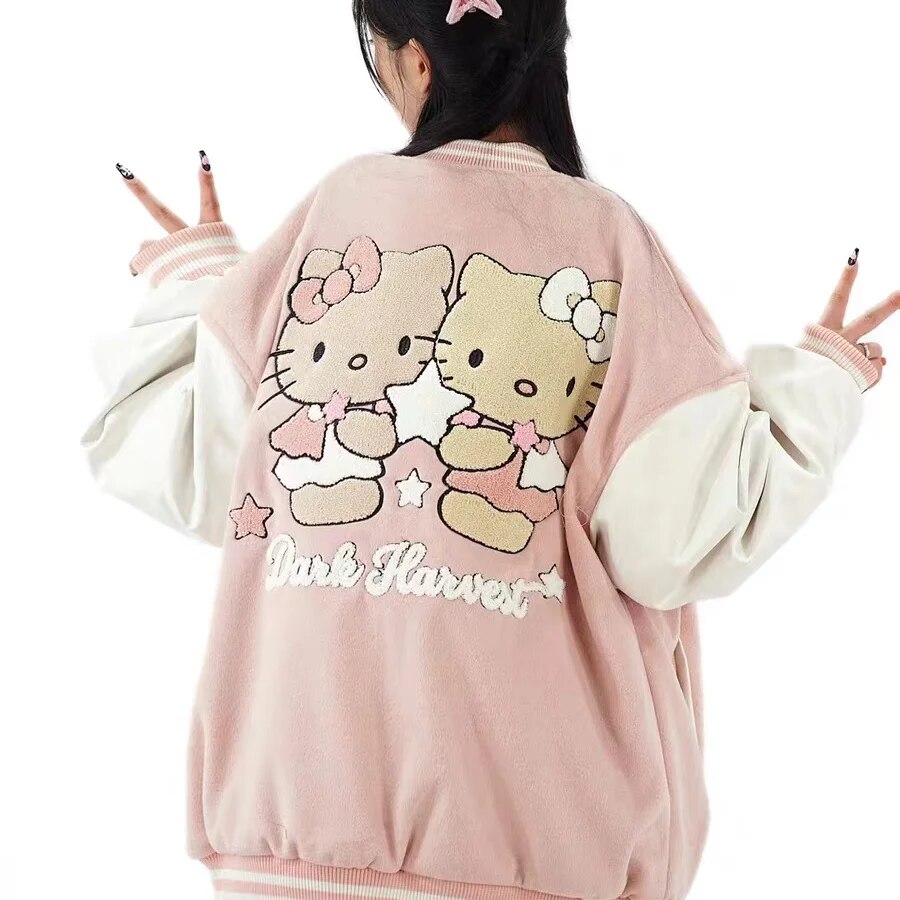 Sanrio Hello Kitty Baseball Uniform Jacket Curly Girl Cute Color ...
