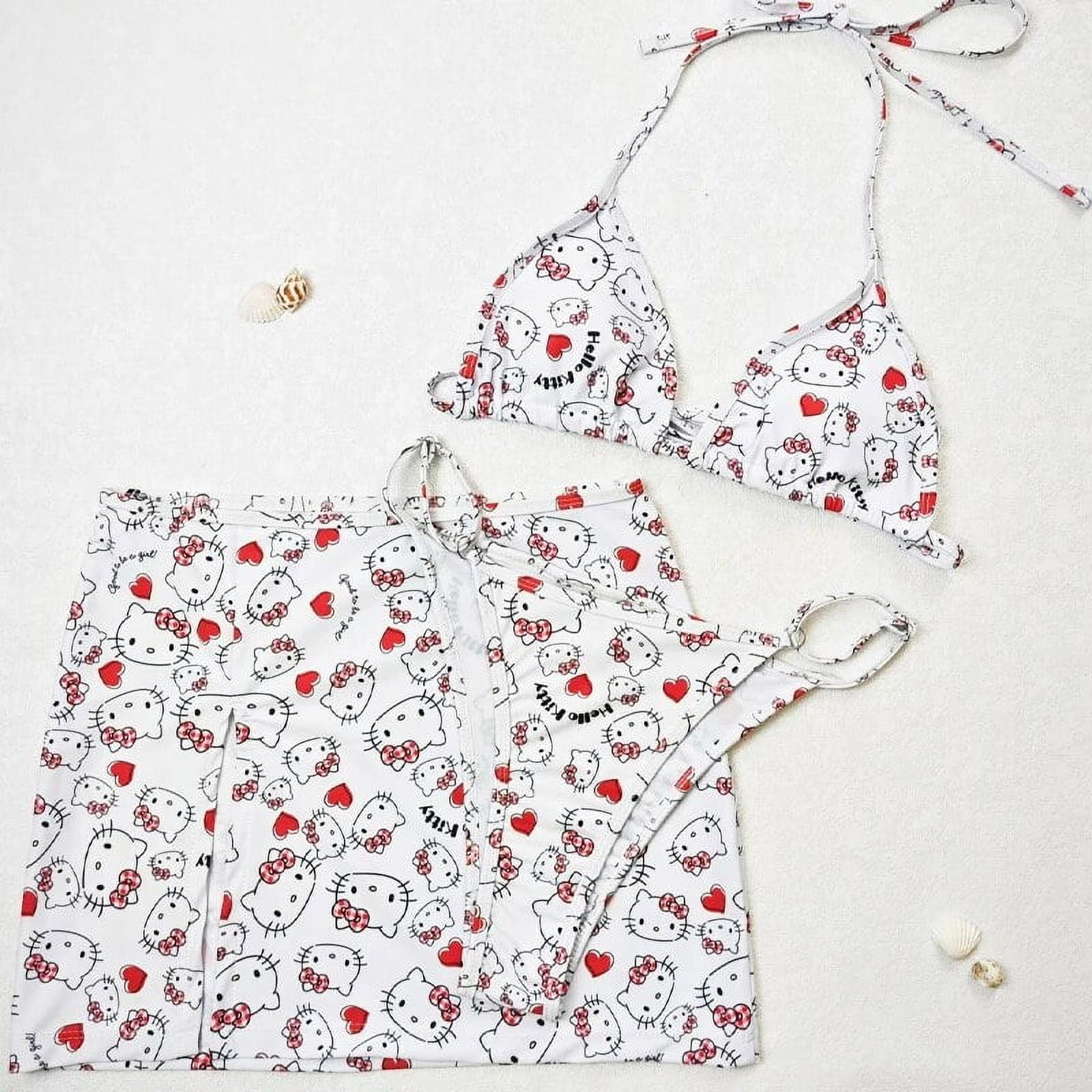 Sanrio Hello Kitty Bikini Women High Waisted Bikini Sexy Push Up Crop ...