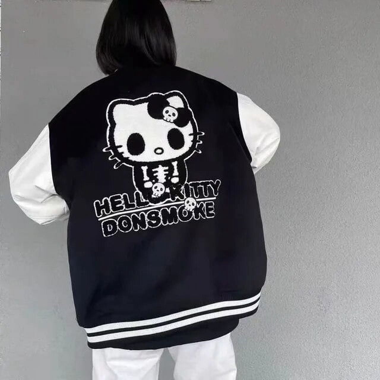 Sanrio Hello Kitty Black Baseball Jacket Women‘s Gothic Emo 90s Fashion ...