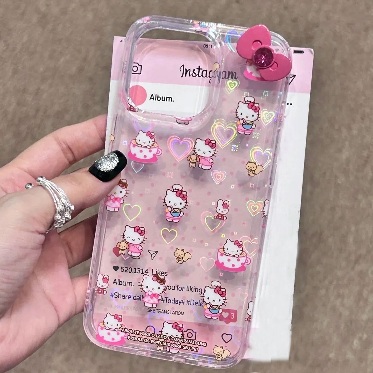 Sanrio Hello Kitty Bow Full Screen Phone Case For iPhone 16 15 14 13 12 ...