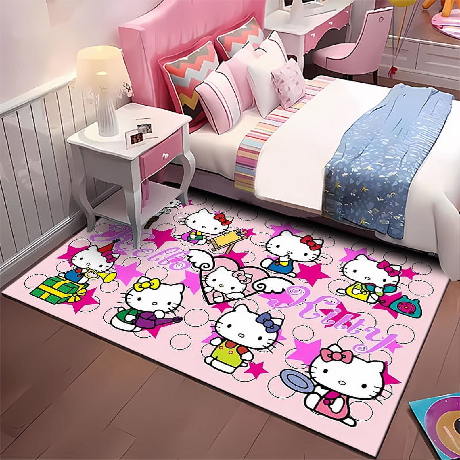 Sanrio Hello Kitty Cartoon Pattern Living Room Bedroom Carpet Bedside Floor Mat Cloakroom Play ...
