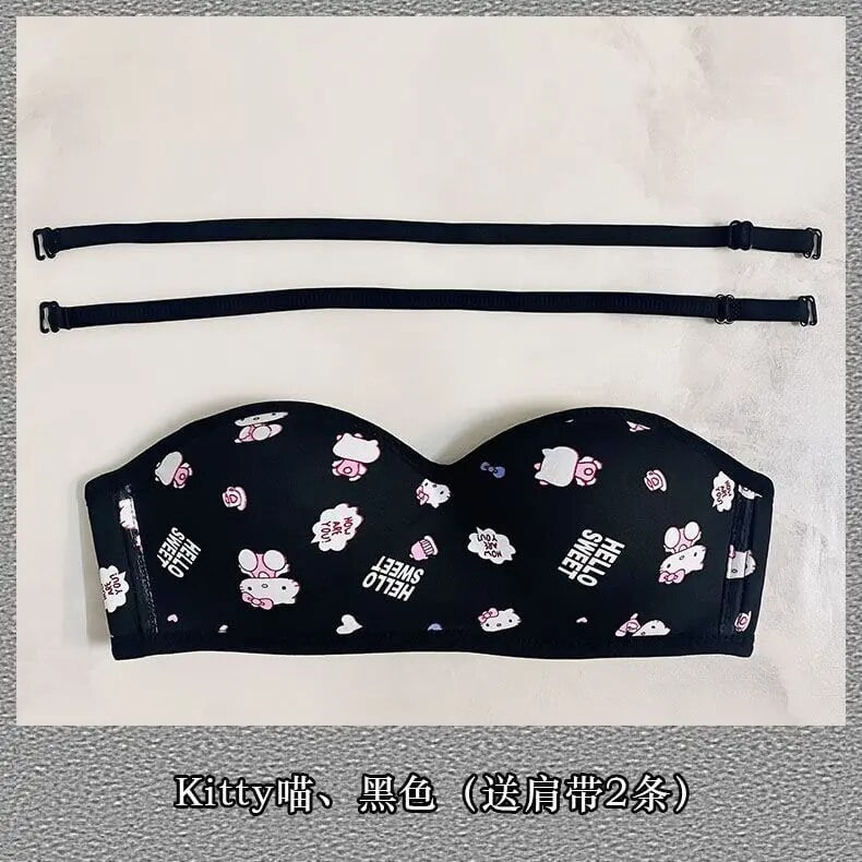 Sanrio Hello Kitty Cartoon Printed Girl's Underwear Student Small Chest Gathered Tops Strapless ...