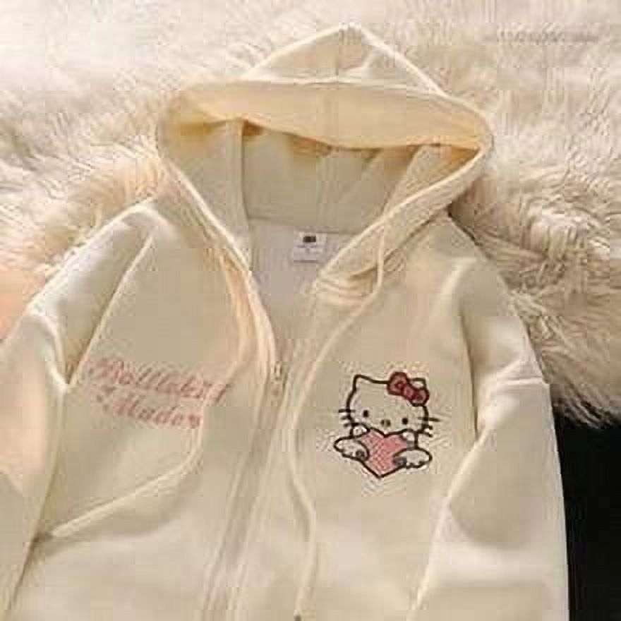 Sanrio Hello Kitty Cat Cardigan Y2k Zip Up Hoodie Cute Kawaii Cartoon ...