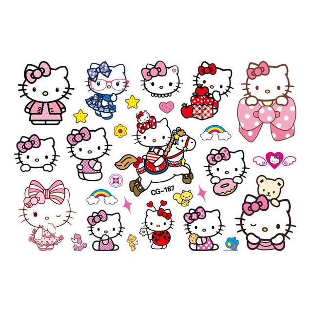 Sanrio Hello Kitty Cat Tattoo Sticker Kuromi Mymelody Tattoos ...
