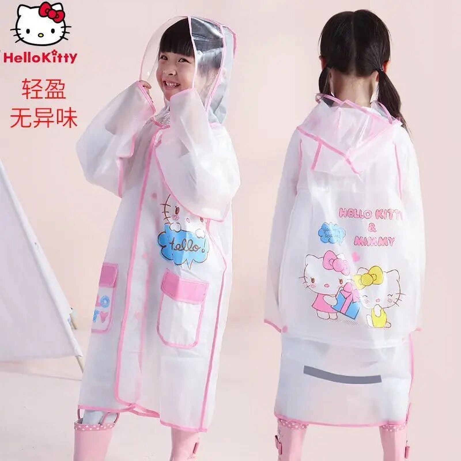 Sanrio Hello Kitty Children's Raincoat Transparent Cute Cartoon Kawaii Girls Student Rain Cape ...