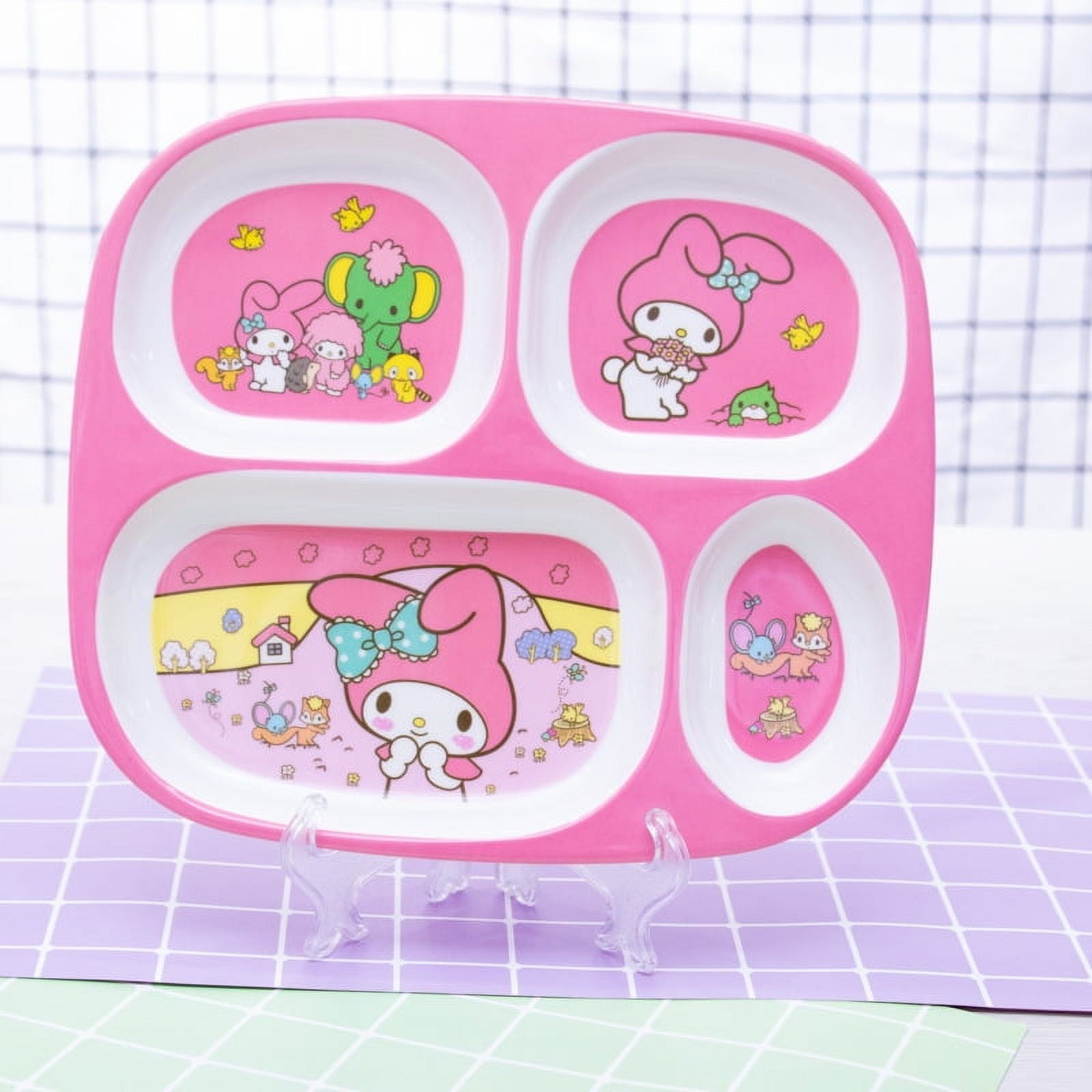 Sanrio Hello Kitty Children's Tableware Set Kawaii Kuromi Compartment ...