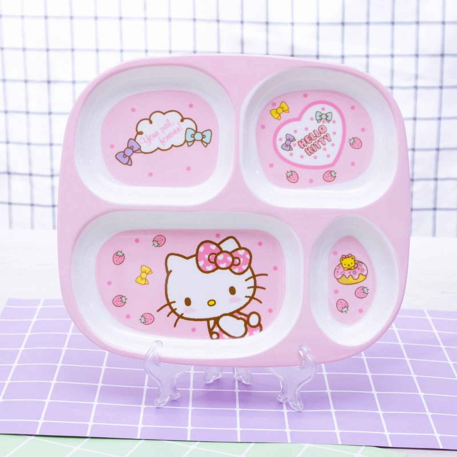 Sanrio Hello Kitty Children's Tableware Set Kawaii Kuromi Compartment ...