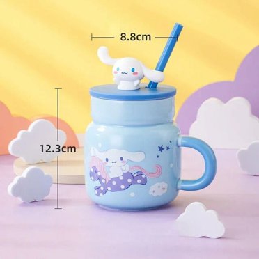 Sanrio Hello Kitty Ceramic Coffee Cup with Pink Stripes and Lid, 18 ...