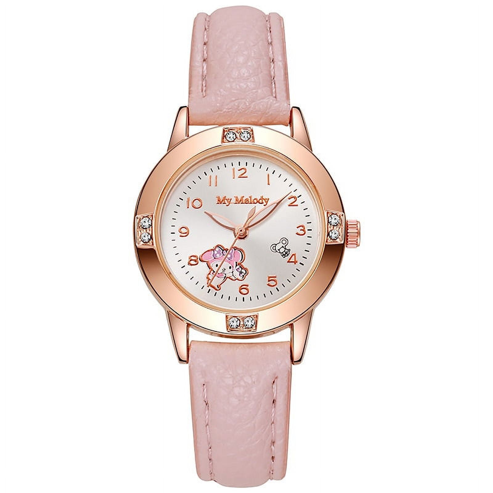 Sanrio Hello Kitty Cinnamoroll Kuromi My Melody Watches Cute Cartoon Rose Gold with Diamond Belt ...