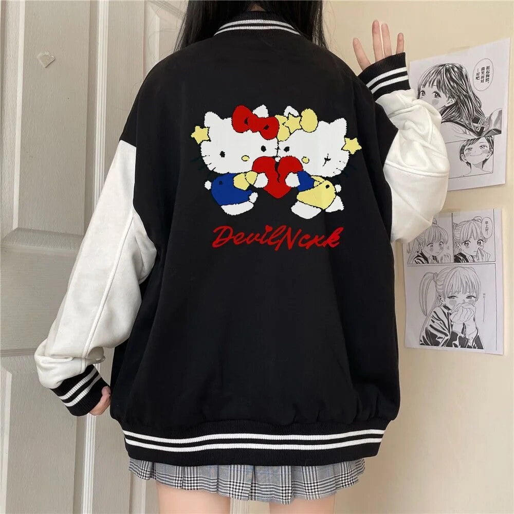 Sanrio Hello Kitty Clothes Women Cartoon Fashion Uniform Jacket Y2k ...