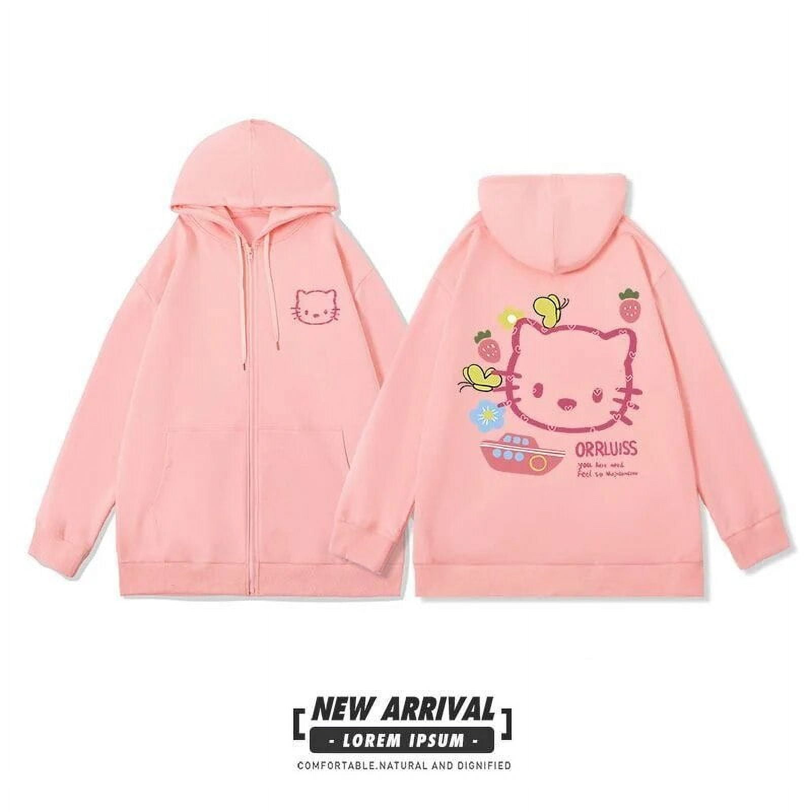 Sanrio Hello Kitty Clothes Zipper Coat Y2k Fashion Oversized Cardigan ...