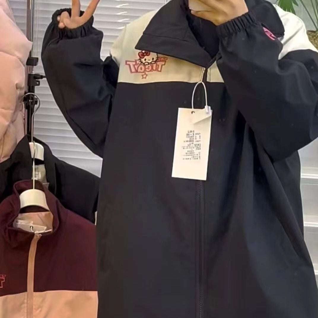 Sanrio Hello Kitty College Trench Coat Women‘s Outerwears Bomber Jacket ...