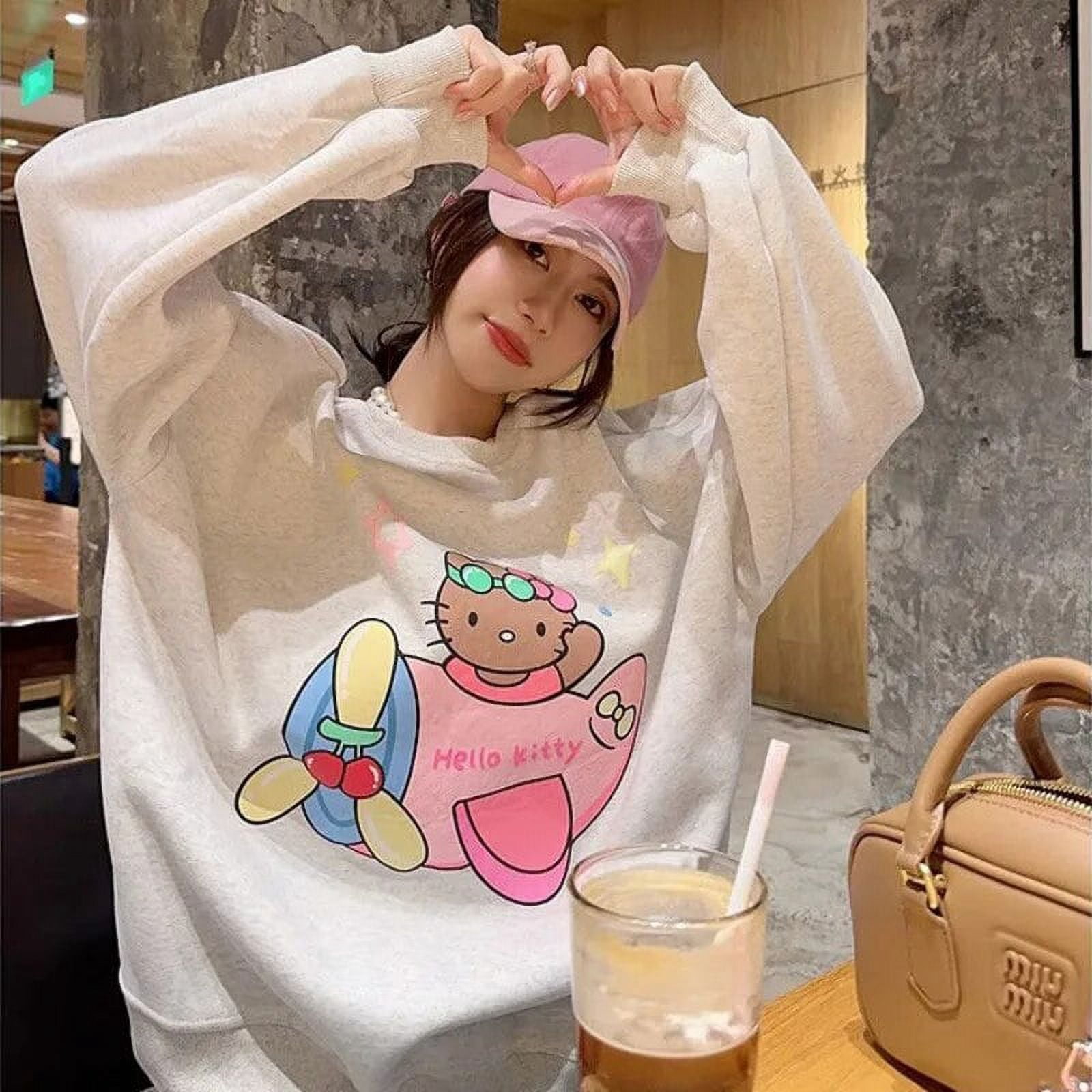 Sanrio Hello Kitty Cotton Long Sleeve Sweater Girls Kawaii 2000s Kpop ...