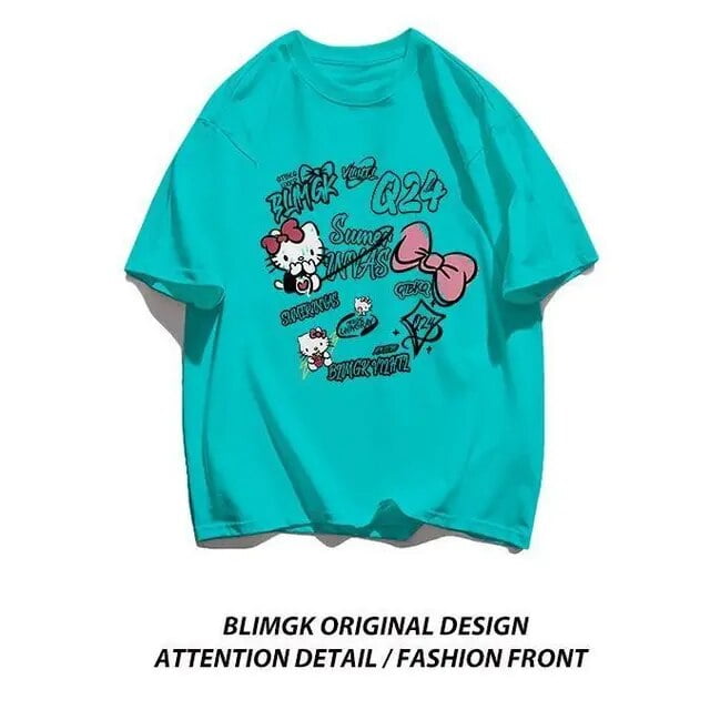 Sanrio Hello Kitty Cotton Summer 2024 New Print T-shirt For Youthful ...