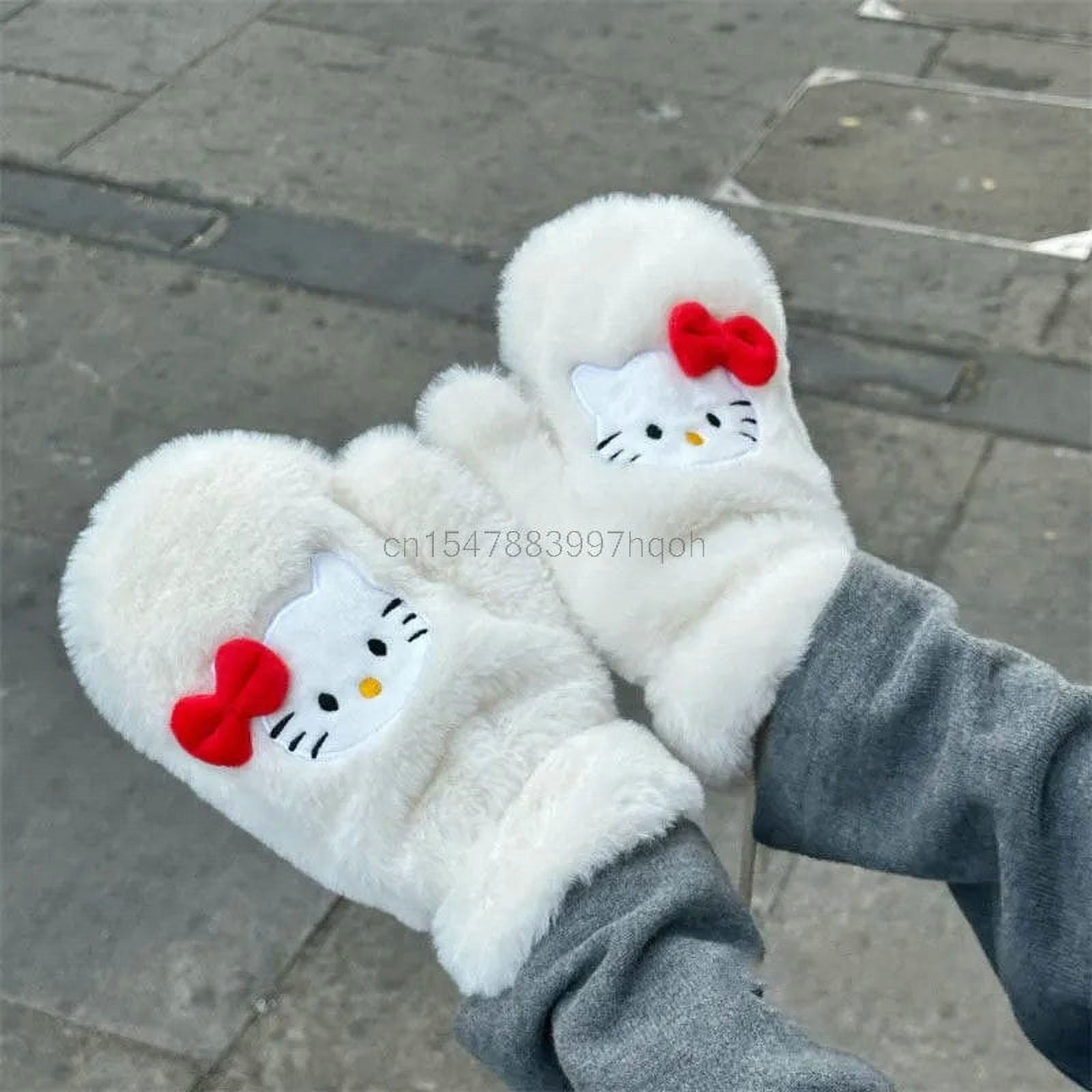 Sanrio Hello Kitty Cute Cartoon Plush Glove Winter Outdoors Keep Warm ...