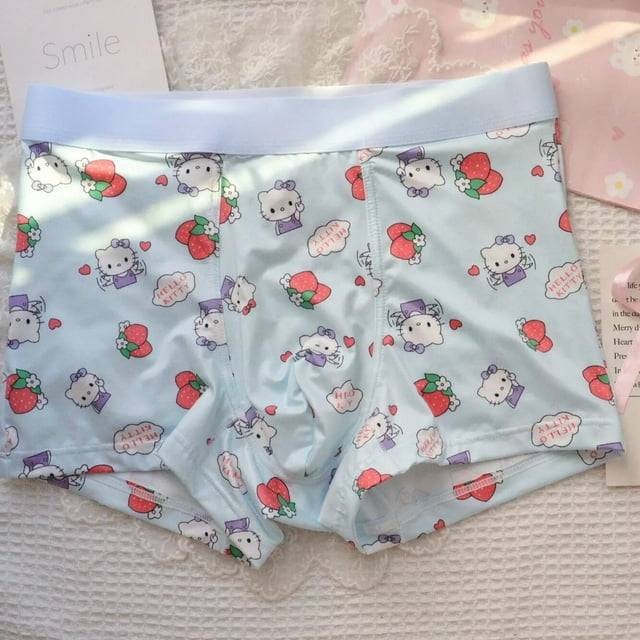 Sanrio Hello Kitty Cute Cartoon Strawberry Pattern Pink Underpants For Boyfriend Trendy Cartoon ...