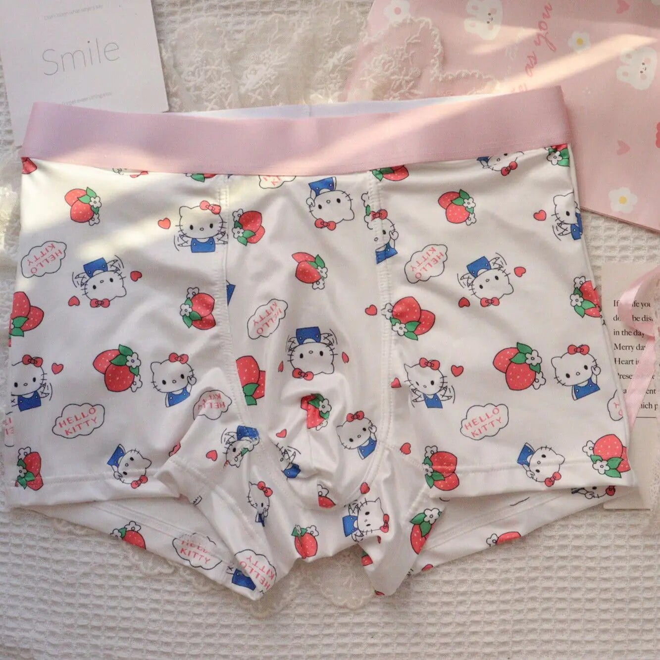 Sanrio Hello Kitty Cute Cartoon Strawberry Pattern Pink Underpants For ...