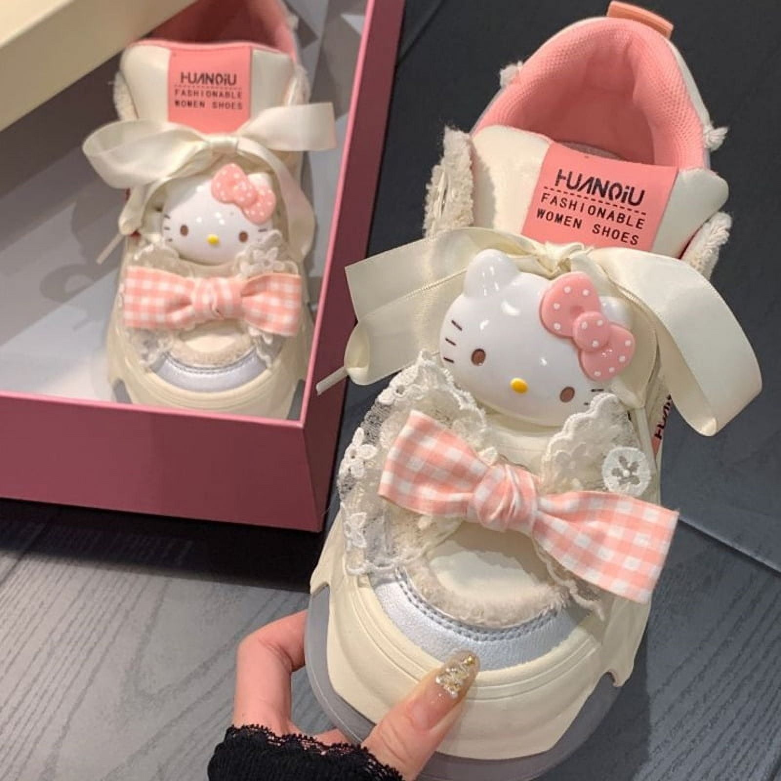 Sanrio Hello Kitty Cute Design New Bread Shoes Sweet Soft Y2k Girl Student Thick Bottom Shoes ...