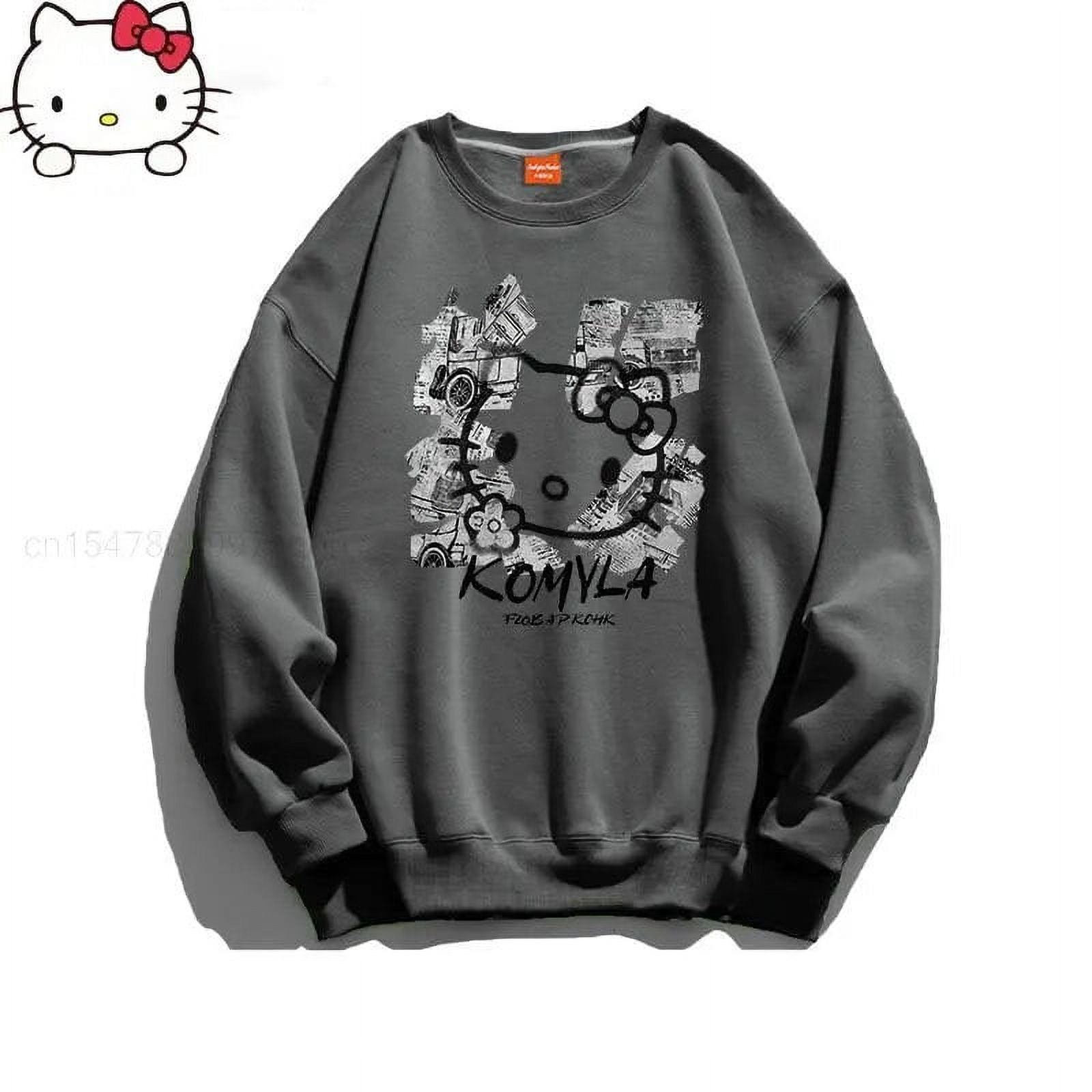 Sanrio Hello Kitty Cute Printed Hoodie Women Soft Loose Round Neck Long ...