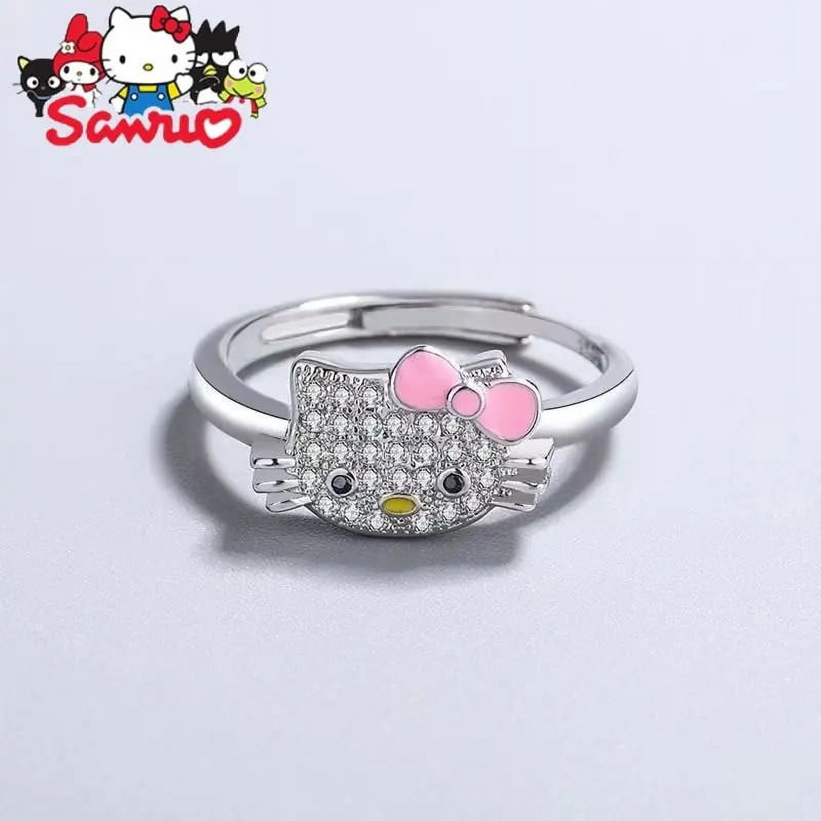 Sanrio Hello Kitty Diamond Open Ring Girlfriend Cute Pendant Necklace ...