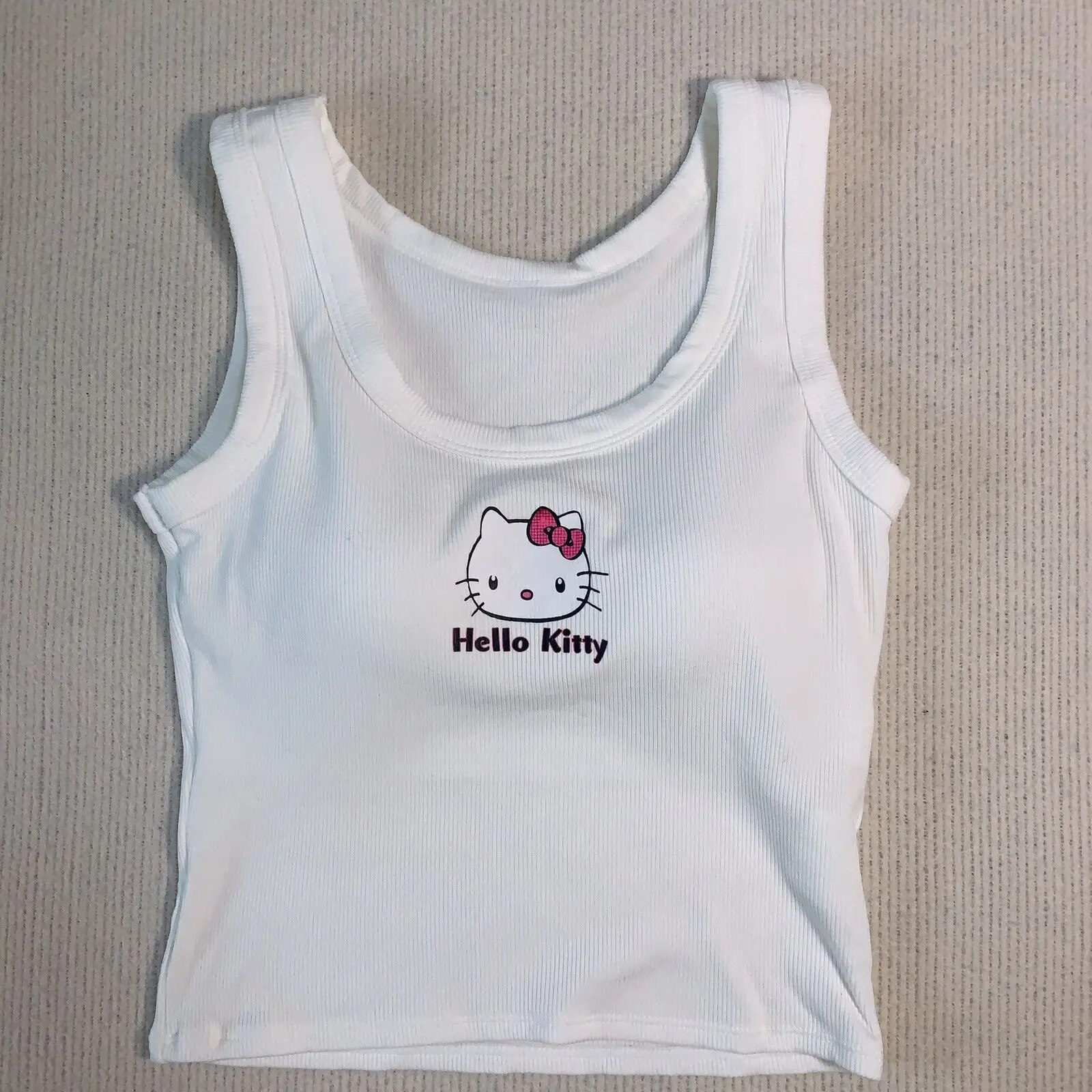 Sanrio Hello Kitty Fashion 2000s Aesthetic Black Vest With Bra Y 2k ...